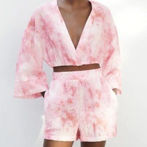 Zara | Other | Zara Pink Tie Dye Two Piece Coord Set Top And Shorts ...